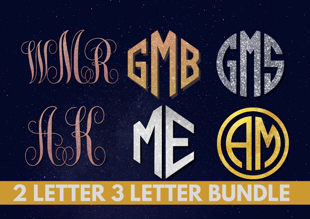 Monogram Bundle, Circle Monogram Set, 2 Letter Monogram PNG, 3 Letter ...