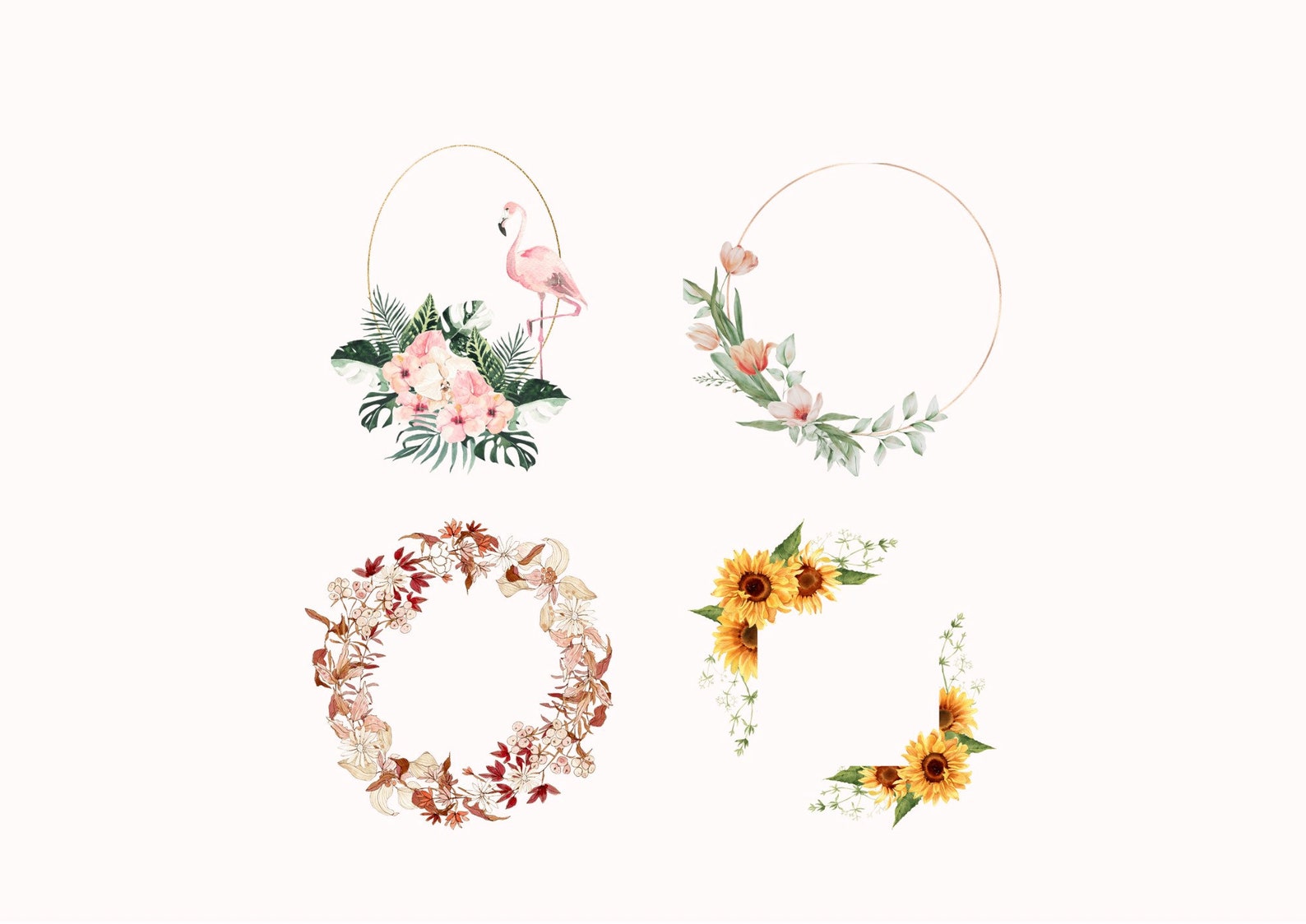 Wreath Png Bundle Wreath Monogram Watercolor Wreath Floral - Etsy