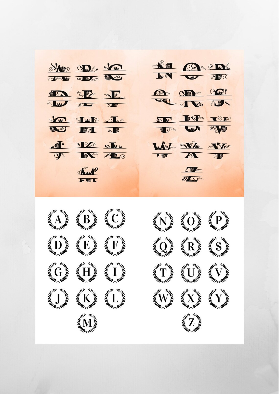 Monogram Svg Bundle Floral Monogram Svg Wreath Monogram Svg - Etsy