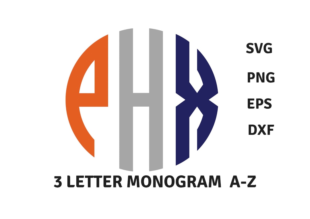 3 Letter Circle Monogram Svg, Round Letter Svg, 3 Initials Svg, Custom ...