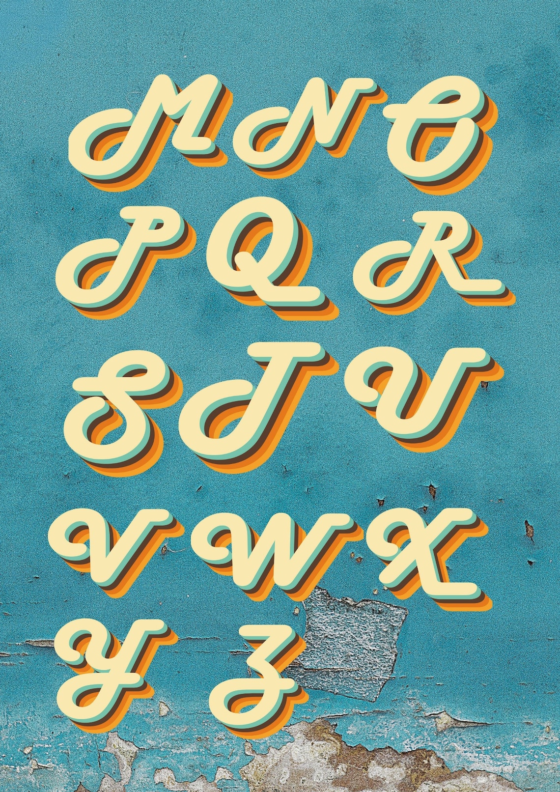 Retro Font Retro Alphabet 70s Color Letters Vintage - Etsy