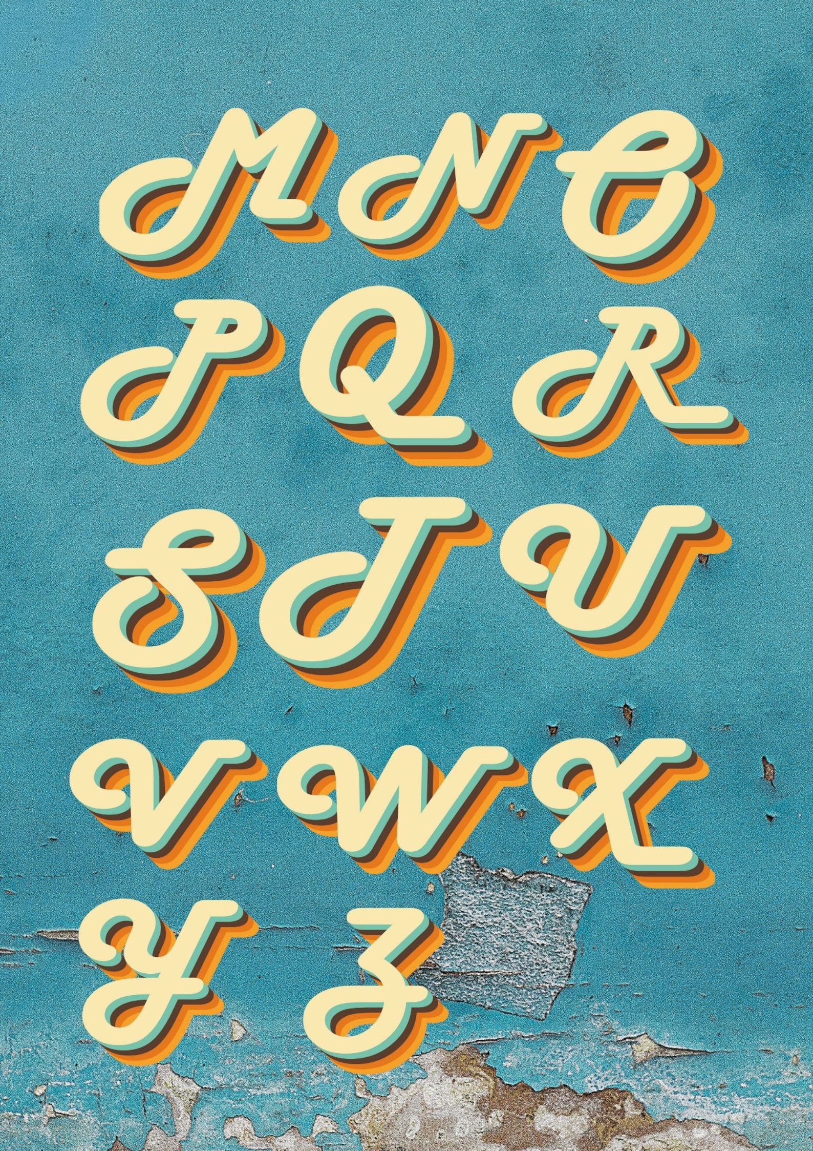 Retro Font Retro Alphabet 70s Color Letters Vintage - Etsy