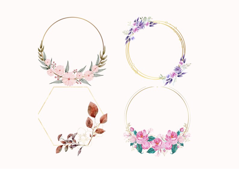 Wreath Png Bundle Wreath Monogram Watercolor Wreath Floral - Etsy