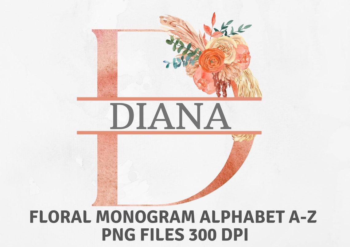 Split Monogram, Floral Monogram, Floral Alphabet, Monogram Font Png ...