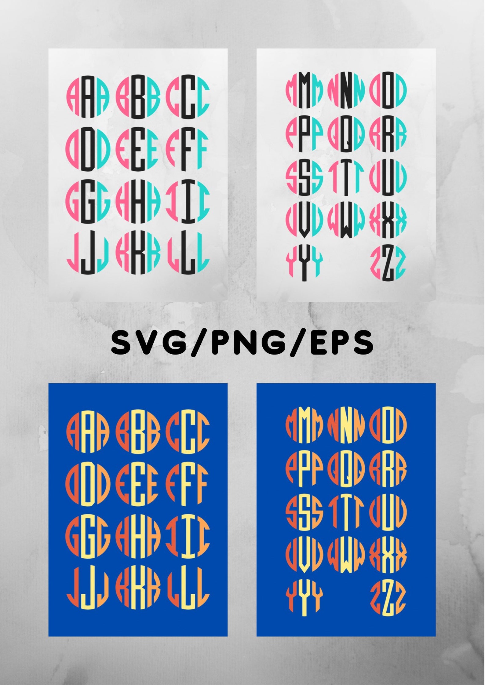 Monogram Svg Bundle for Cricut Circle Monogram Letters 3 | Etsy