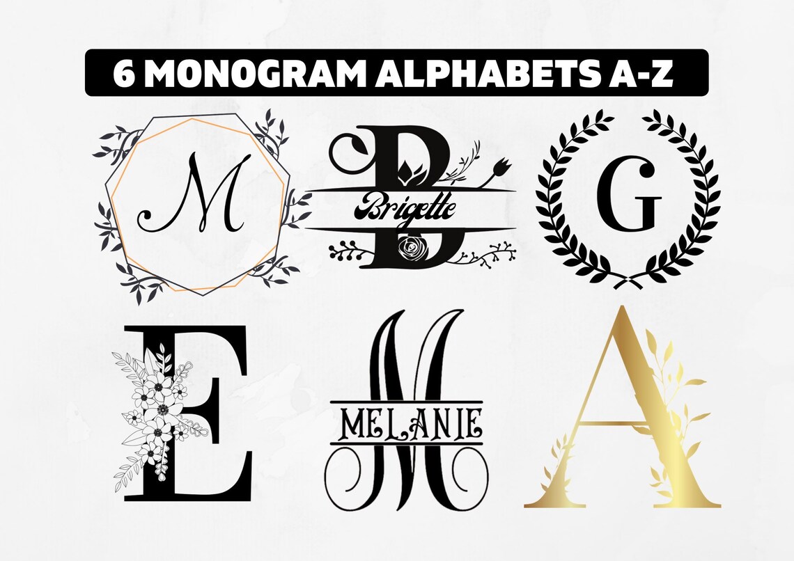 Monogram Svg Bundle Floral Monogram Svg Wreath Monogram Svg - Etsy