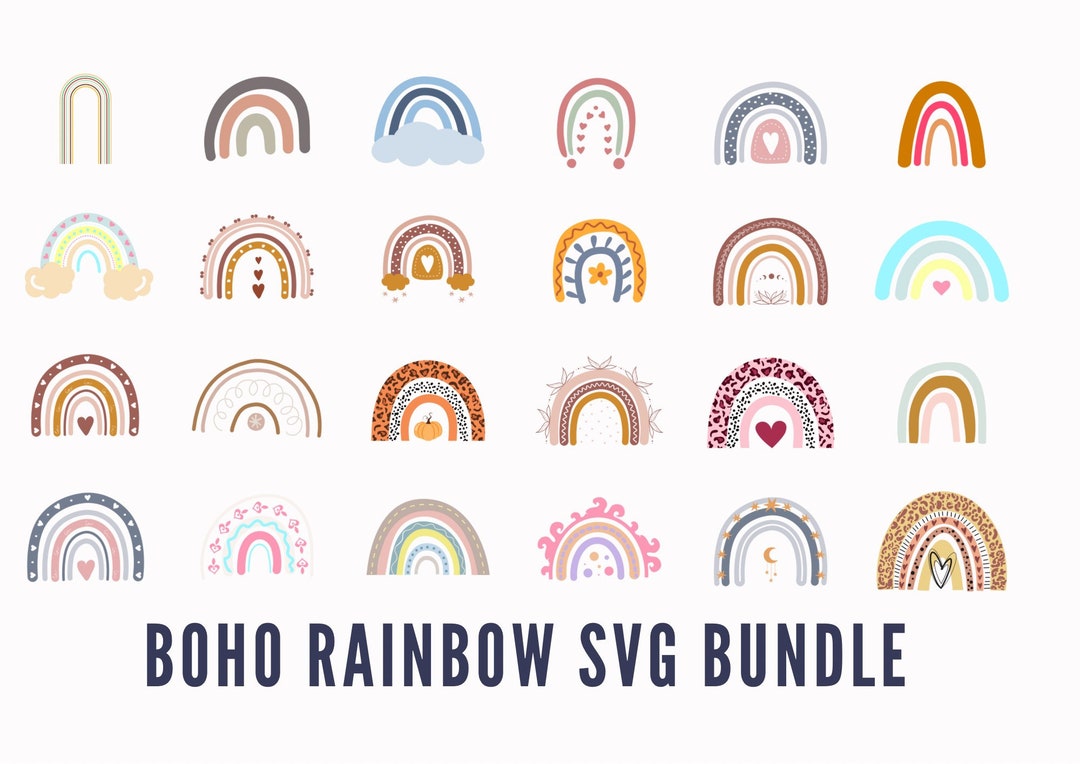 Boho Rainbow Svg Bundle, Template, Boho Rainbow Wall Art, Boho Rainbow ...
