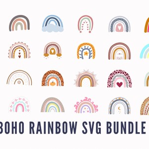 Boho Rainbow Svg Bundle, Template, Boho Rainbow Wall Art, Boho Rainbow ...