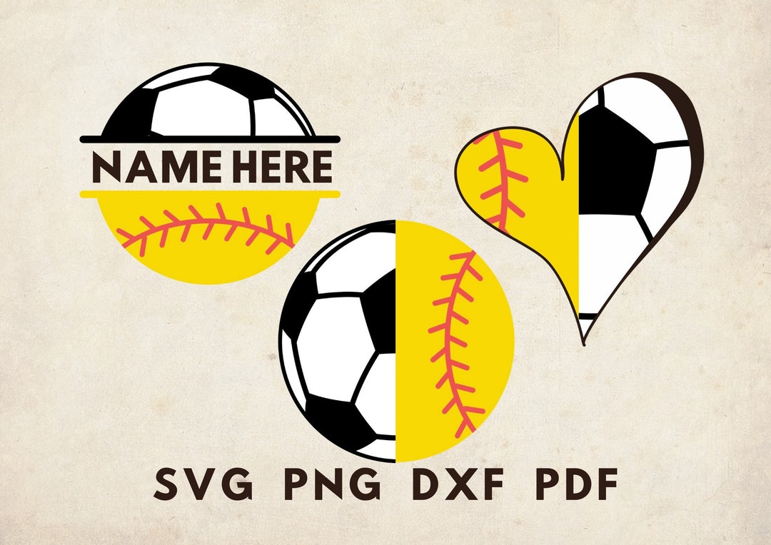 Softball and Soccer Svg, Half Softball Half Soccer Svg, Softball Soccer ...