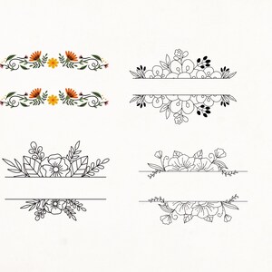 Split Floral Frame Svg Bundle, Floral Edge Svg, Wedding Frame ...