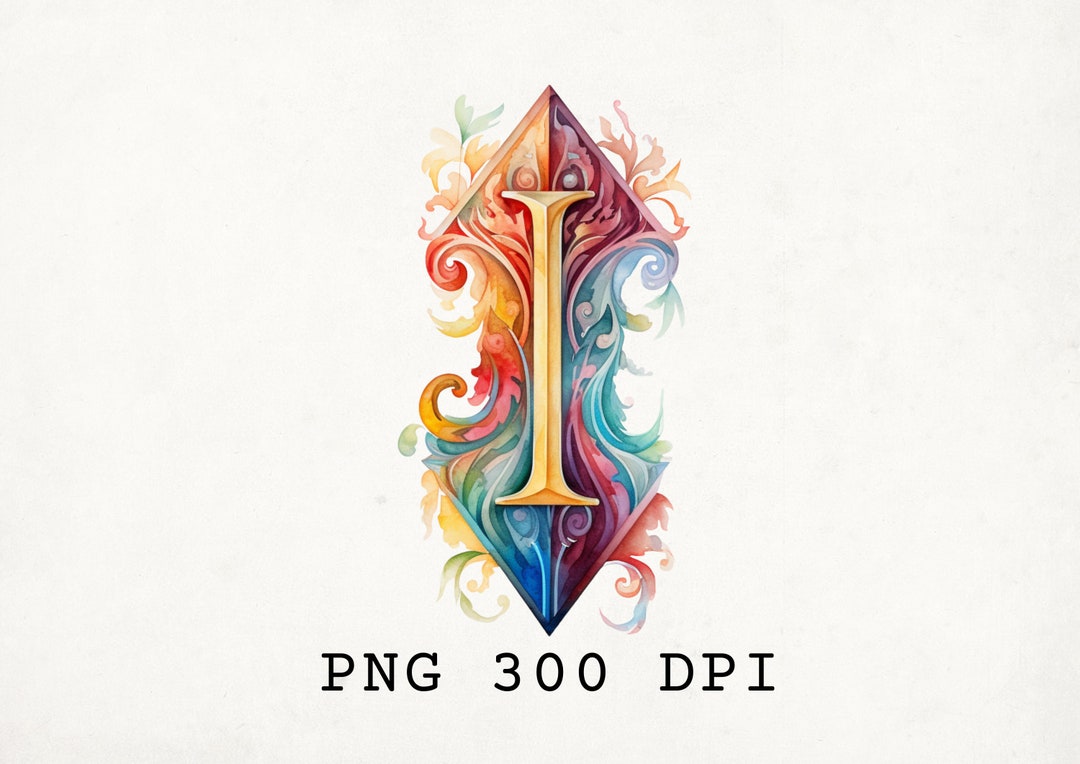 I Monogram Png, Letter I Template, Initial I Wall Print, Watercolor ...