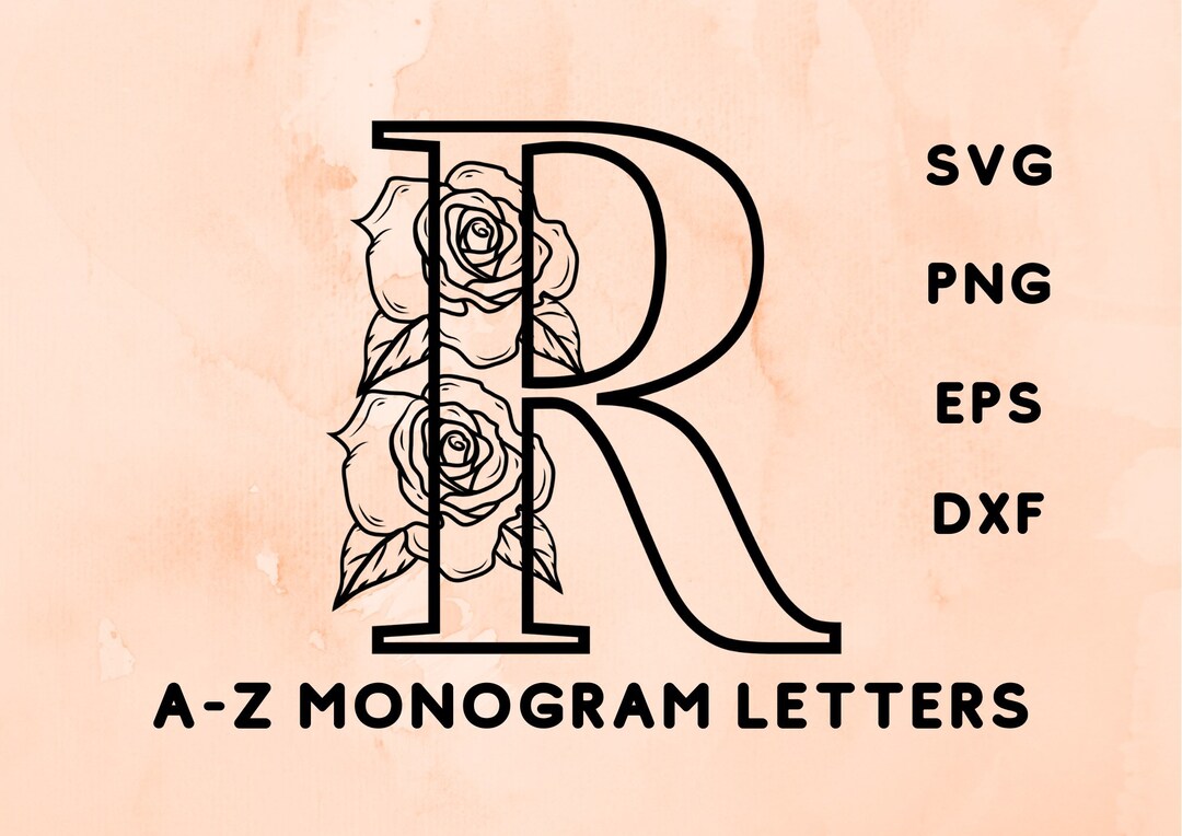 Monogram Svg, Floral Monogram Svg, Monogram With Flower Svg - Etsy
