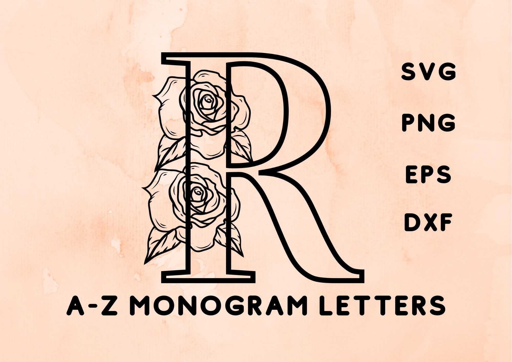 Monogram Svg Floral Monogram Svg Monogram With Flower Svg - Etsy