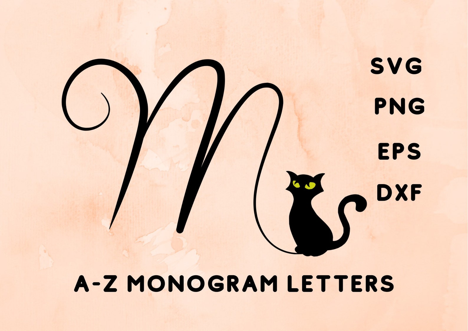 Monogram With Cat Svg Initials With Cat Svg Letters With | Etsy