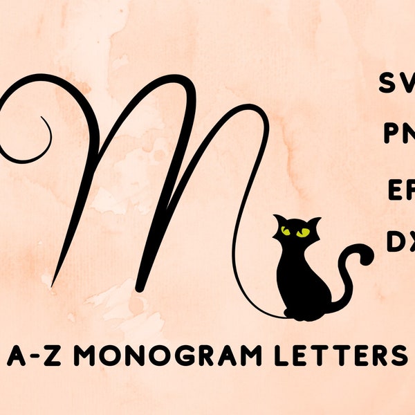 Cat Monogram Svg - Etsy