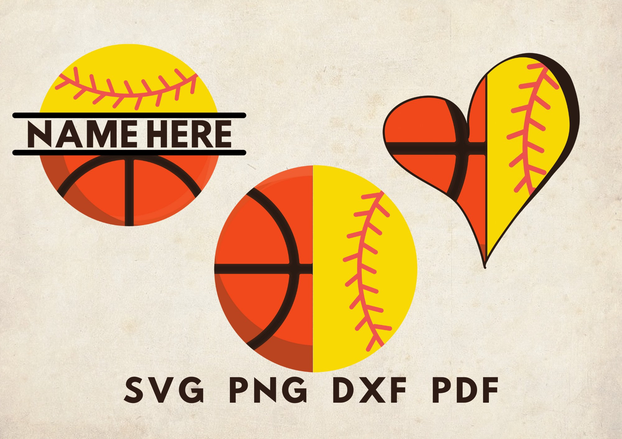 Basketball Svg, Softball Svg, Split Basketball Svg, Split Softball Svg ...