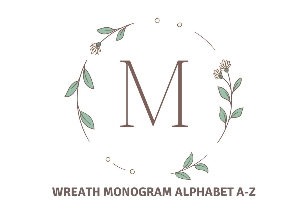 Wreath With Initial Svg, Monogram Svg, Monogram With Frame, Floral ...