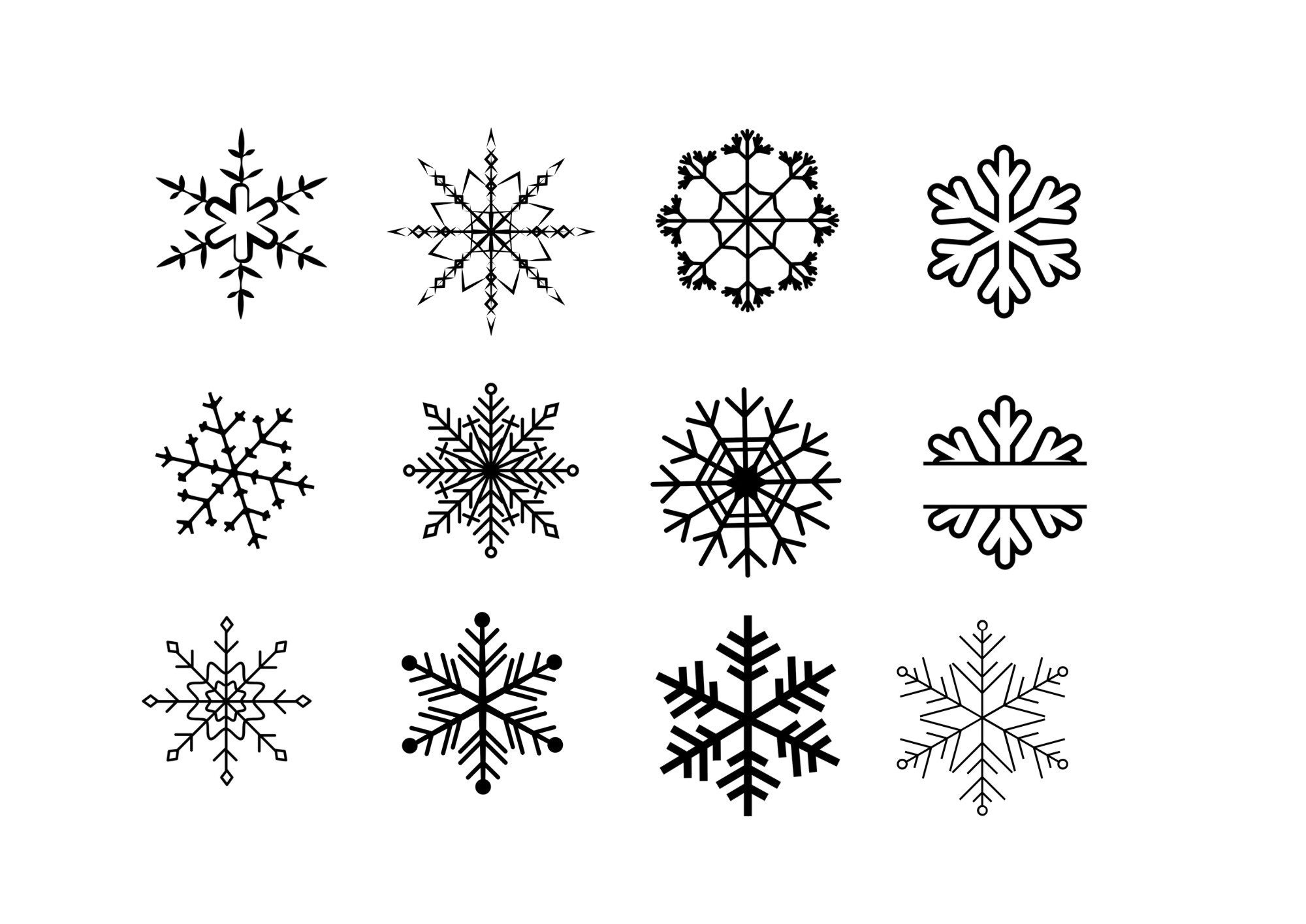 Christmas Svg Snowflake Svg Bundle Split Snowflake Svg - Etsy