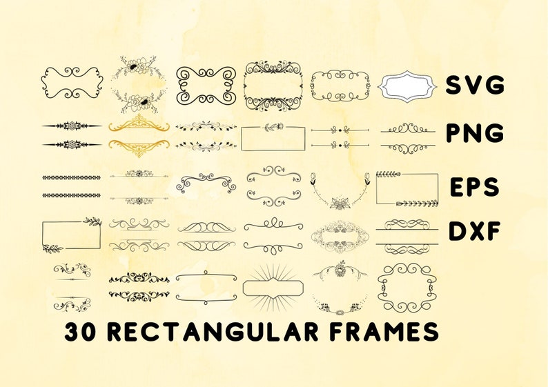 Monogram Frame Svg Bundle Digital Frame Rectangular Frame - Etsy Canada