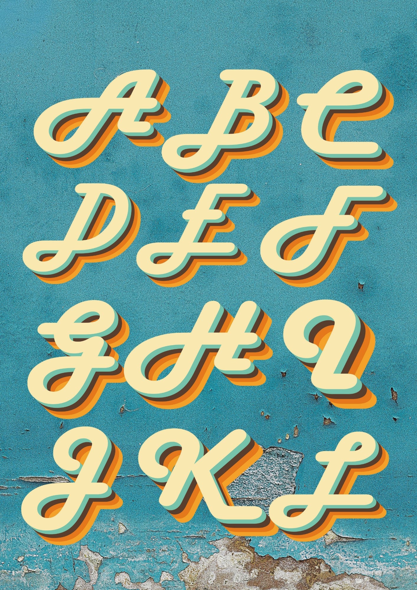 Retro Font Retro Alphabet 70s Color Letters Vintage - Etsy