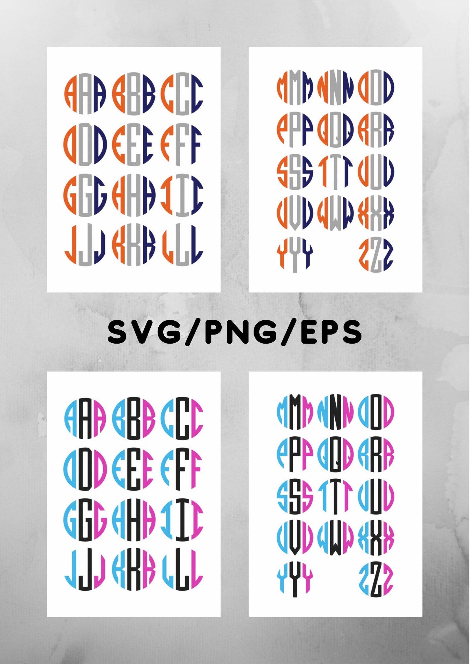 Monogram Svg Bundle for Cricut Circle Monogram Letters 3 | Etsy