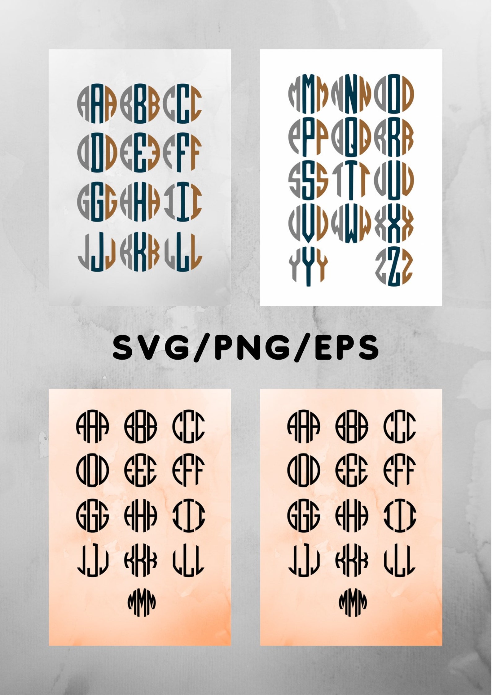 Monogram Svg Bundle for Cricut Circle Monogram Letters 3 | Etsy