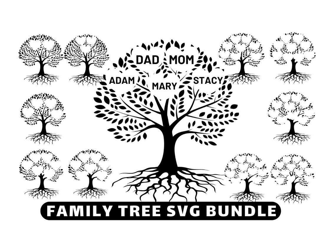 Family Tree Svg, Family Tree Template, Family Tree Wall Art, Famliy ...