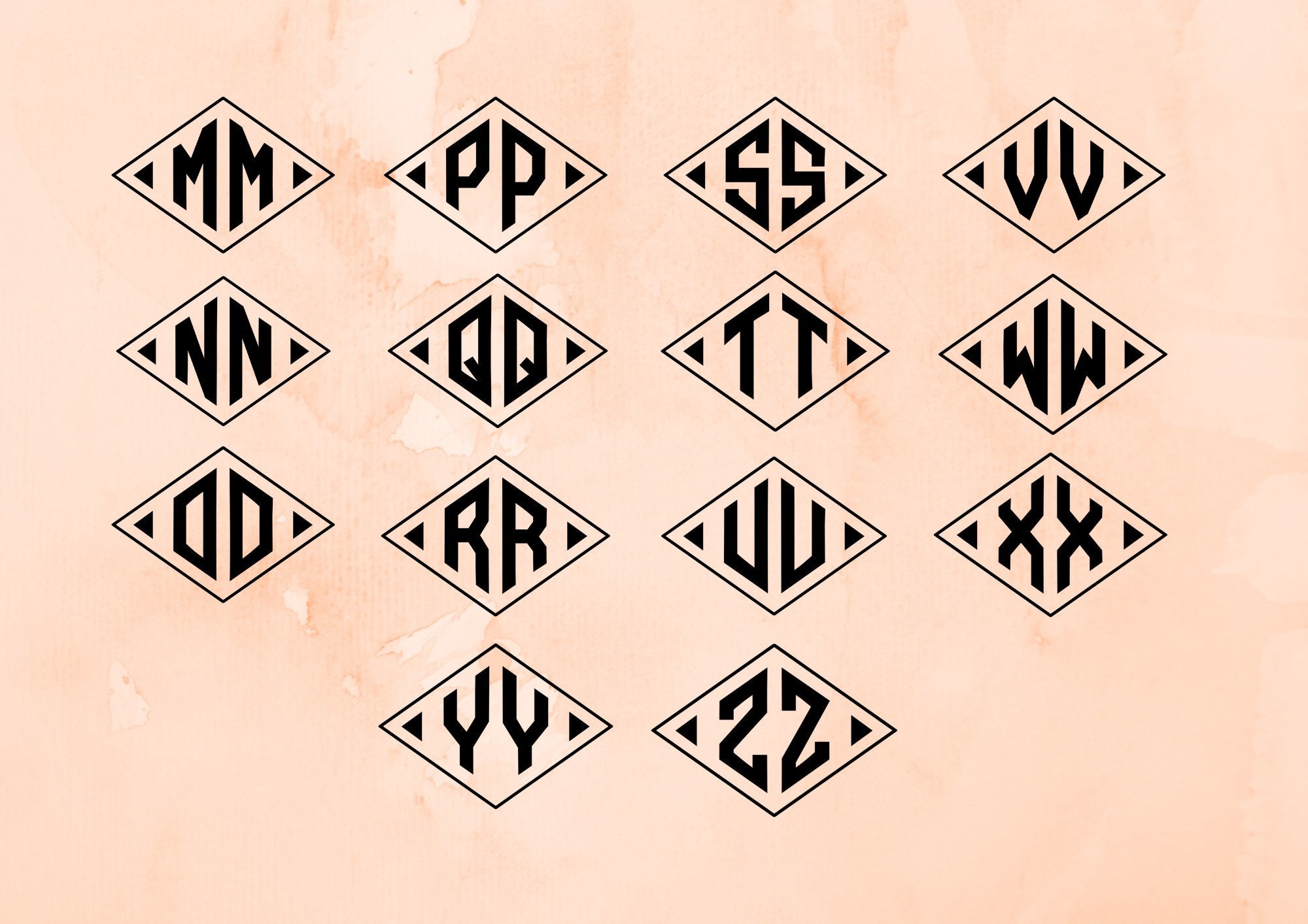 Monogram Fonts Svg Diamond Monogram Svg Couple Monogram - Etsy