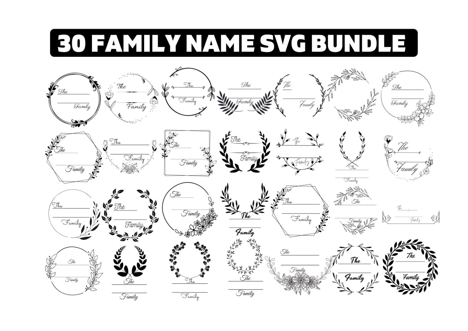 Family Name Sign Svg Bundle, Family Monogram Svg, Family Frame Bundle ...