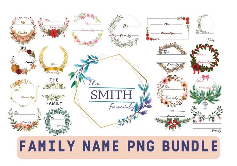 Family Name Sign Mega Bundle, Family Name Template Svg, Last Name Png ...