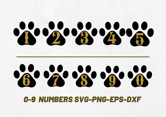 Paws Svg Pet Svg Numbers Svg Numbers Png Numbers | Etsy