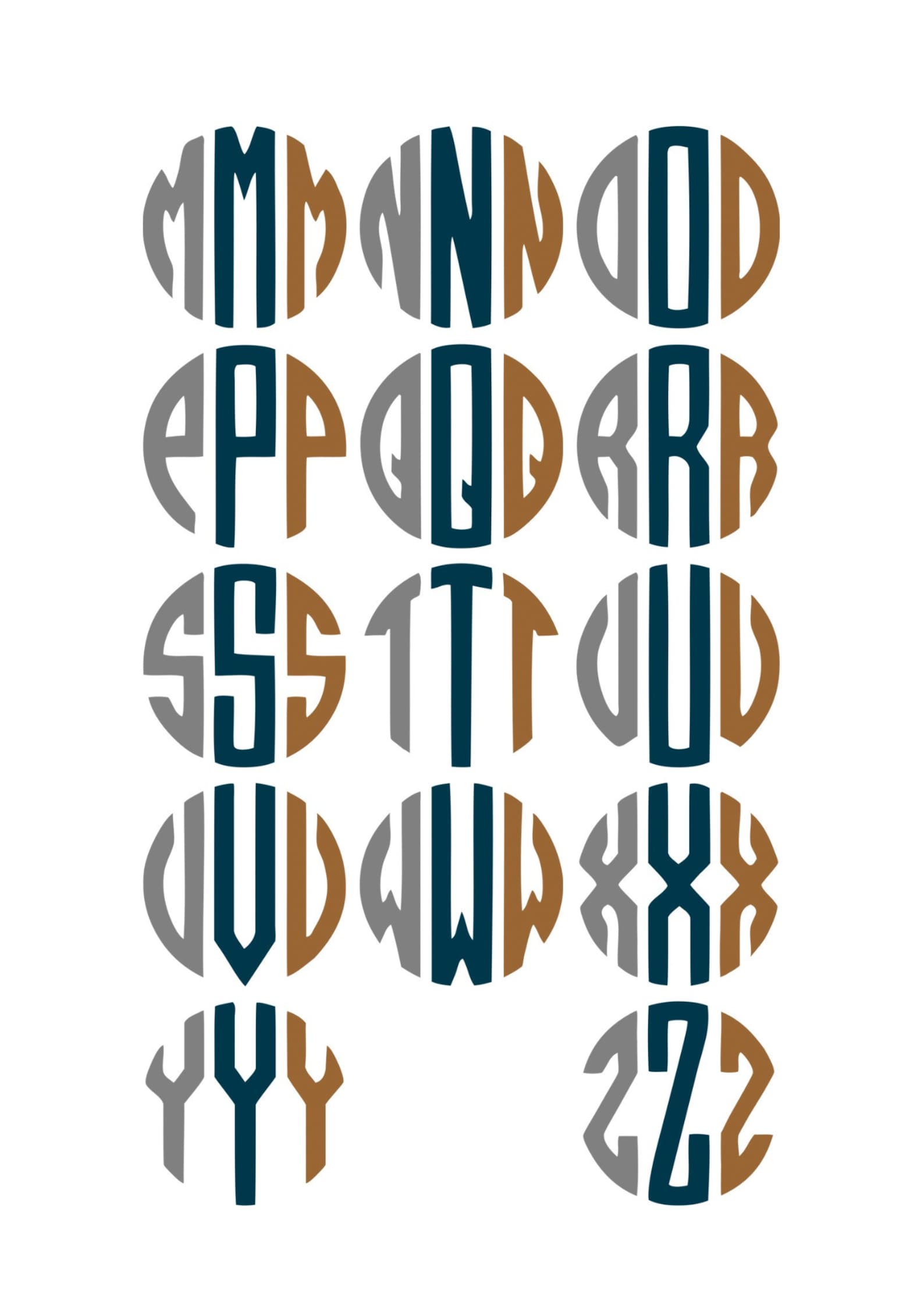 Circle Monogram Svg, 3 Letter Monogram, Monogram Fonts Svg, Monogram ...