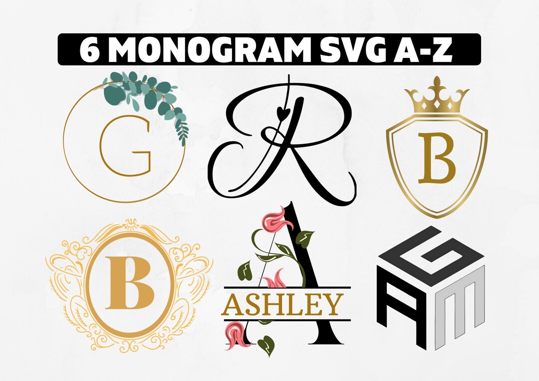 Monogram Svg Bundle, Split Monogram Svg, Floral Monogram Svg, Wreath ...
