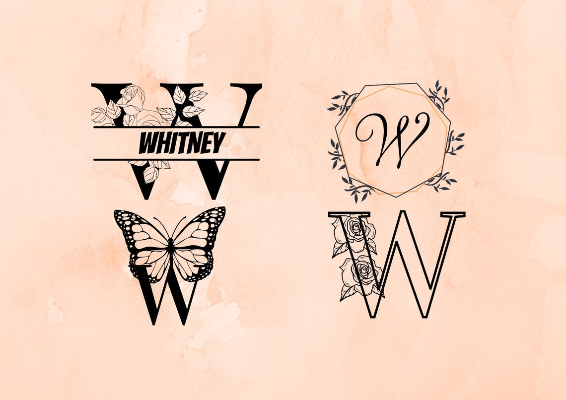W Monogram Svg Letter W Svg Bundle floral W Svg File for - Etsy