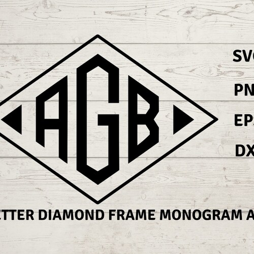 Diamond Monogram Svg Diamond Monogram Font Diamond Frame - Etsy