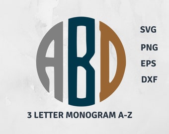 3 Letter Monogram Svg | Etsy