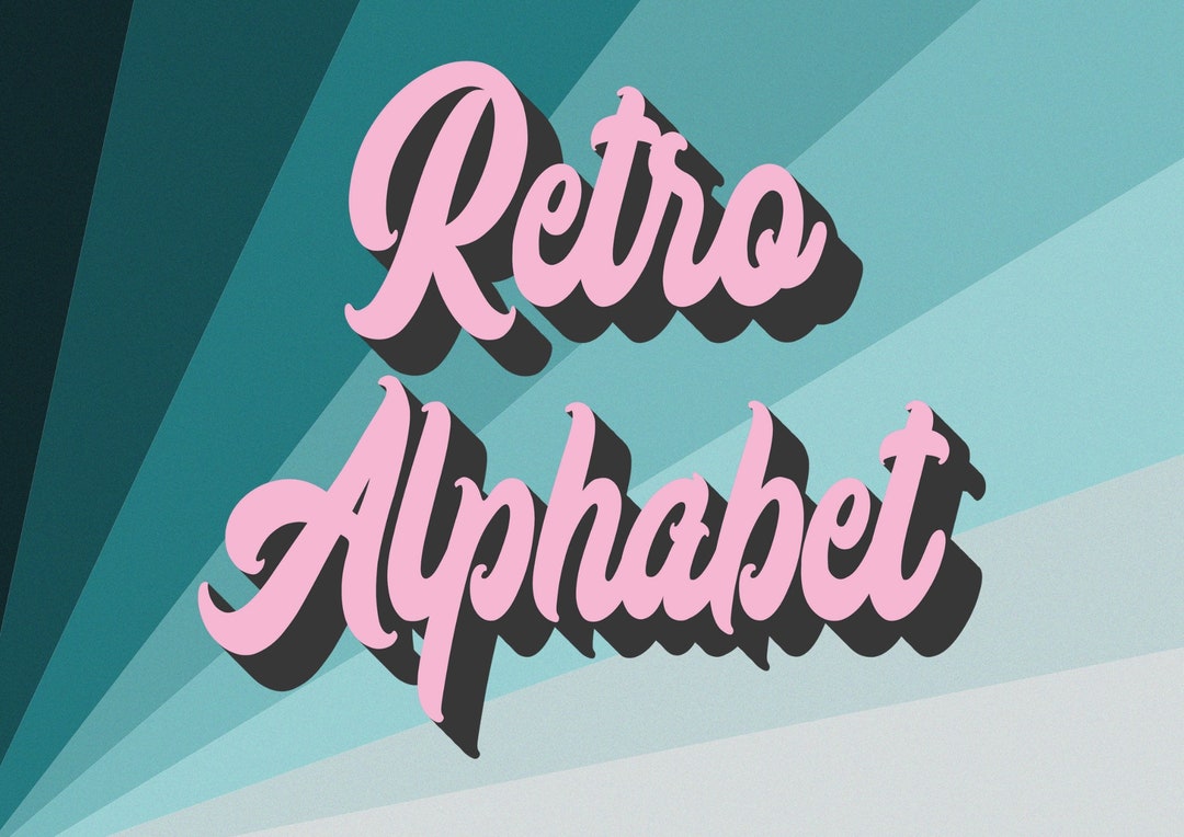 Retro Font Svg, Vintage Font Template, Retro Alphabet, Multicolor ...