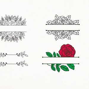 Split Floral Frame Svg Bundle, Floral Edge Svg, Wedding Frame ...
