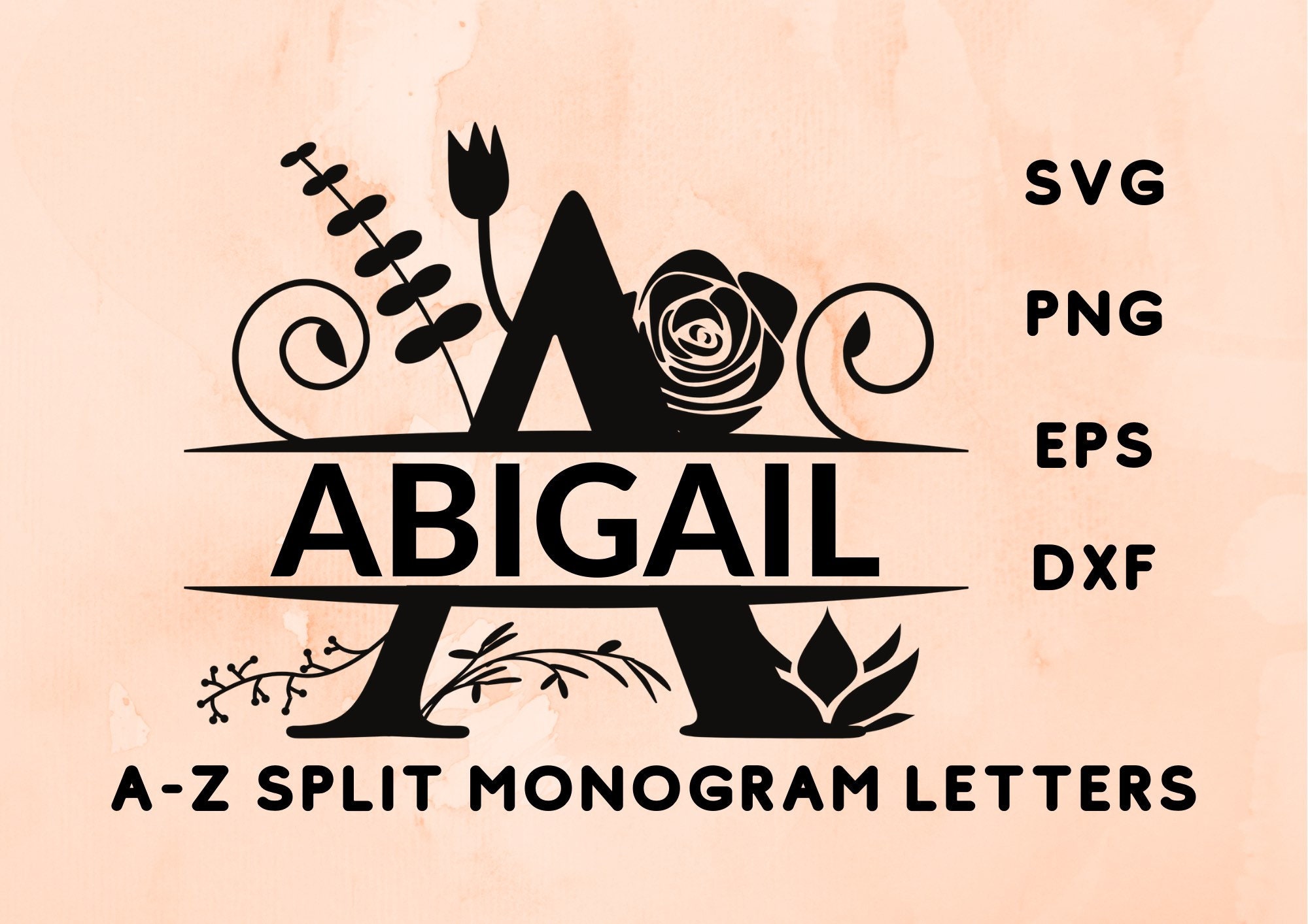 Split Monogram Svg Files for Cricut Floral Monogram Set - Etsy