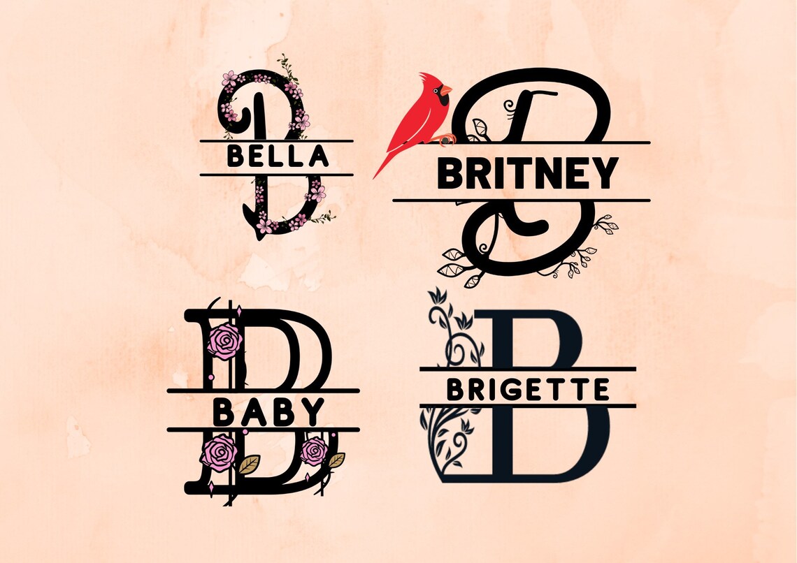 Initial B SVG File monogram B svg B svg file for cricut | Etsy