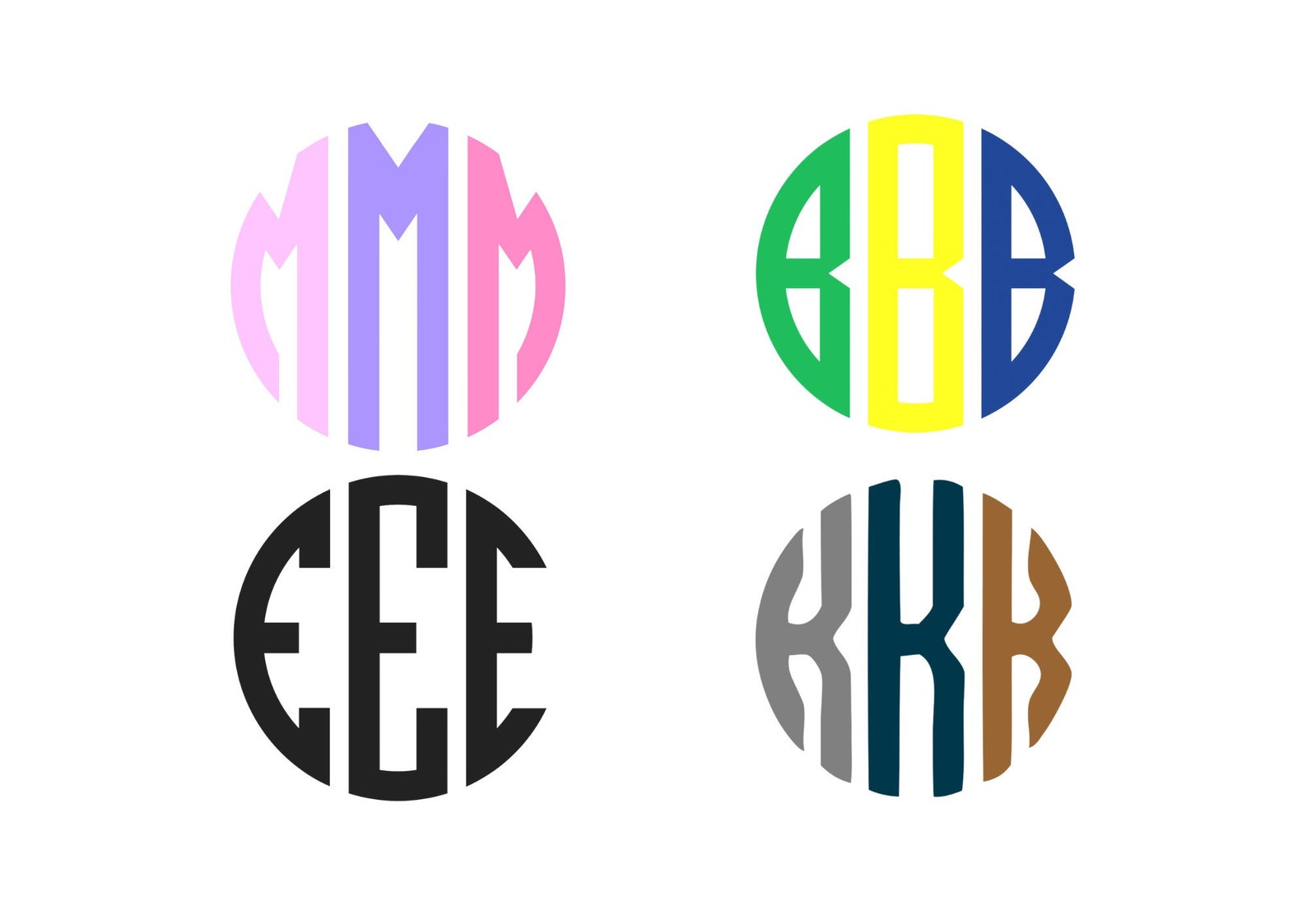 Monogram Svg Bundle for Cricut Circle Monogram Letters 3 | Etsy