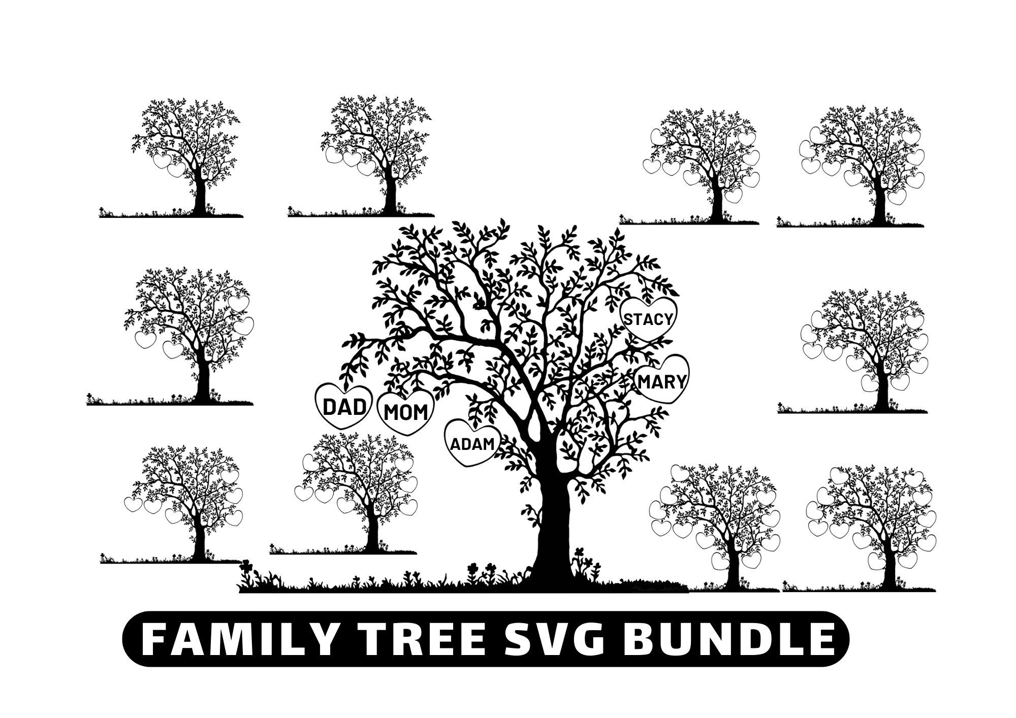 Family Tree Svg Bundle Family Tree Wall Art Svg Family Tree - Etsy Ireland
