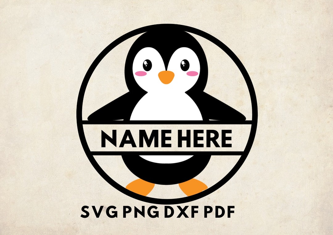 Split Penguin With Frame Svg, Christmas Ornament Svg, Laser Cut File ...