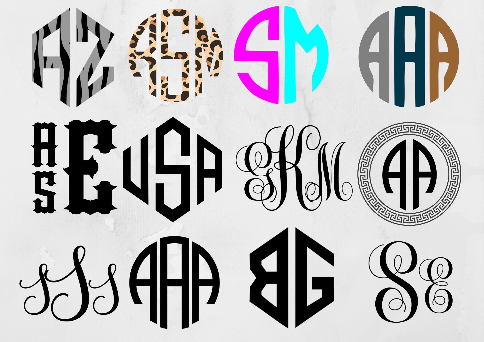 Monogram Svg Bundle Floral Monogram Svg Split Monogram Svg | Etsy