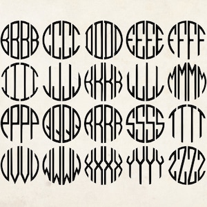 4 Letter Monogram Svg, Circle Monogram Set, Wedding Monogram, Initial ...