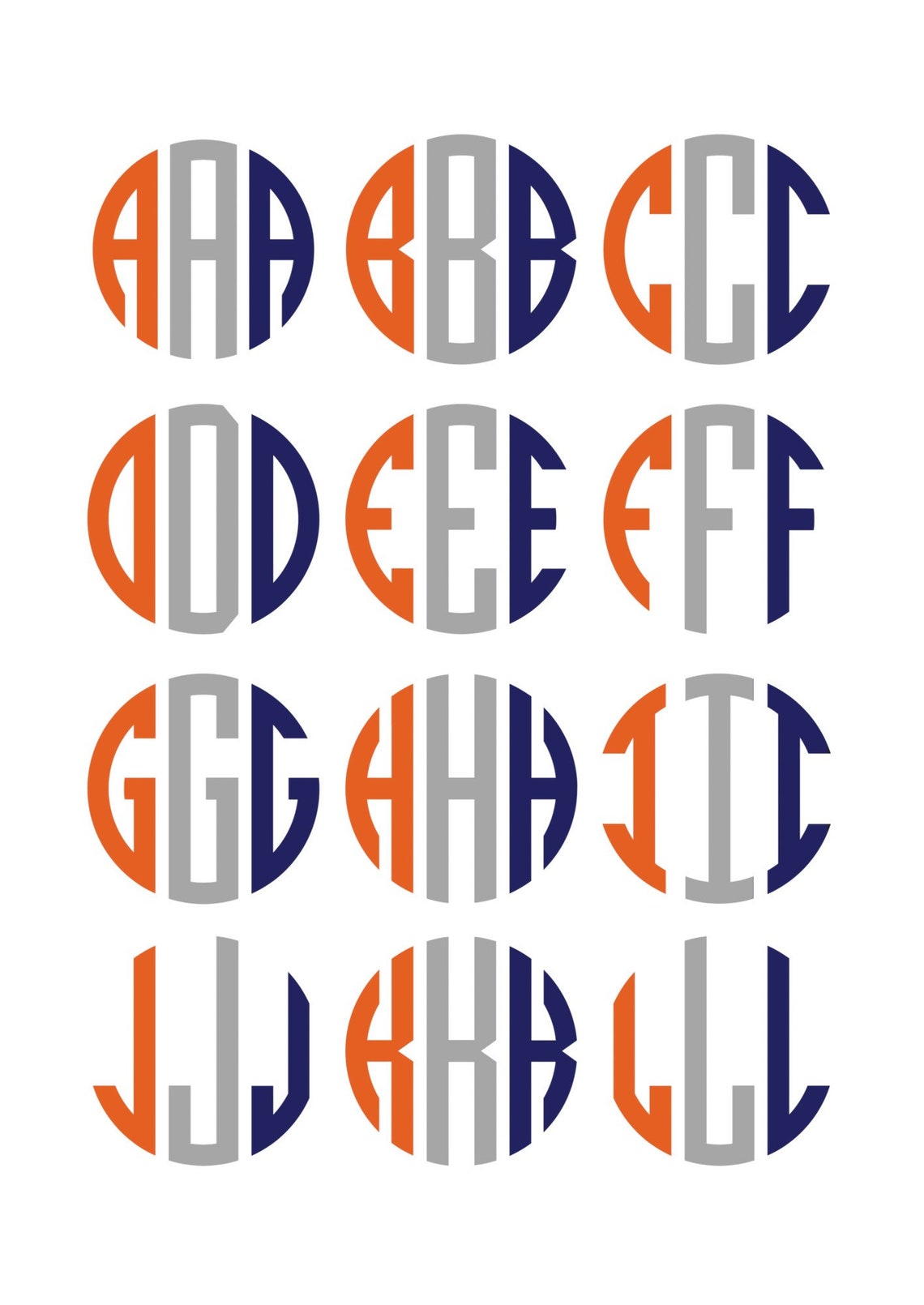 3 Letter Circle Monogram Svg, Round Letter Svg, 3 Initials Svg, Custom ...