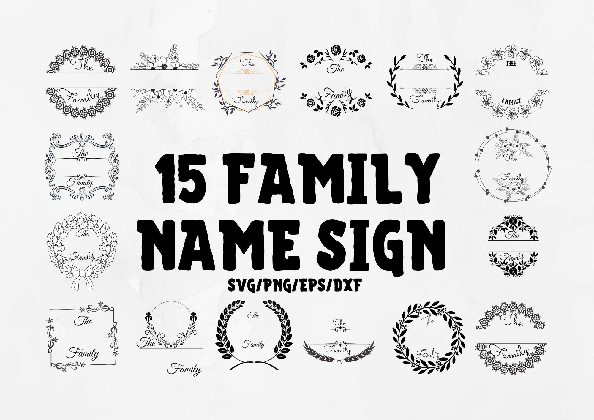 Family Name Svg, Family Monogram Svg, Family Frame Bundle, Family Name ...