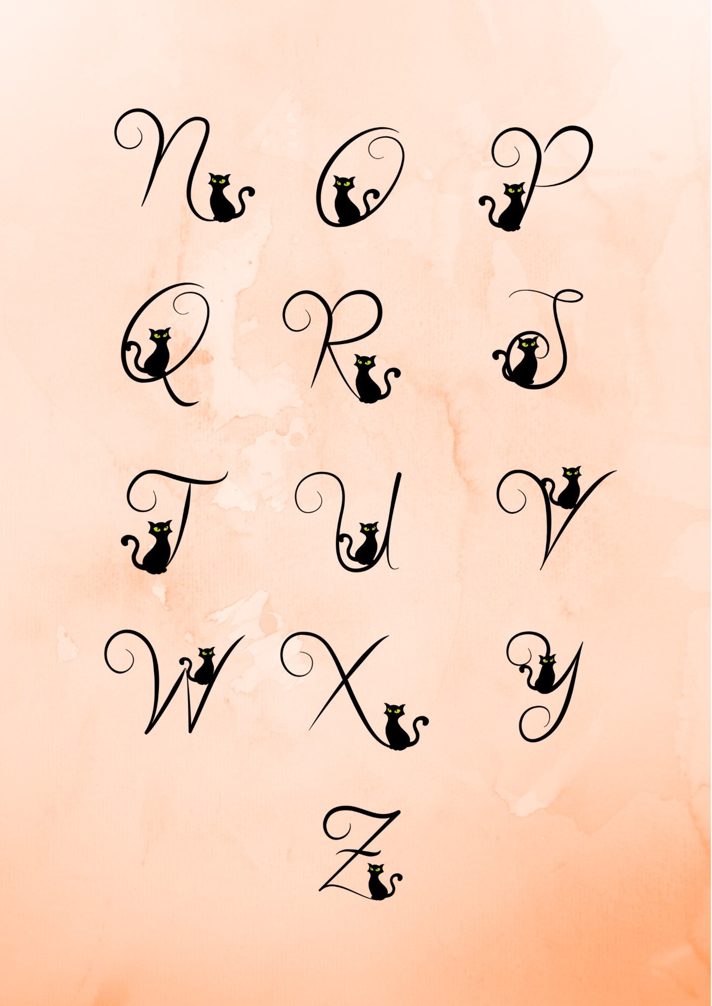 Monogram With Cat Svg Initials With Cat Svg Letters With | Etsy