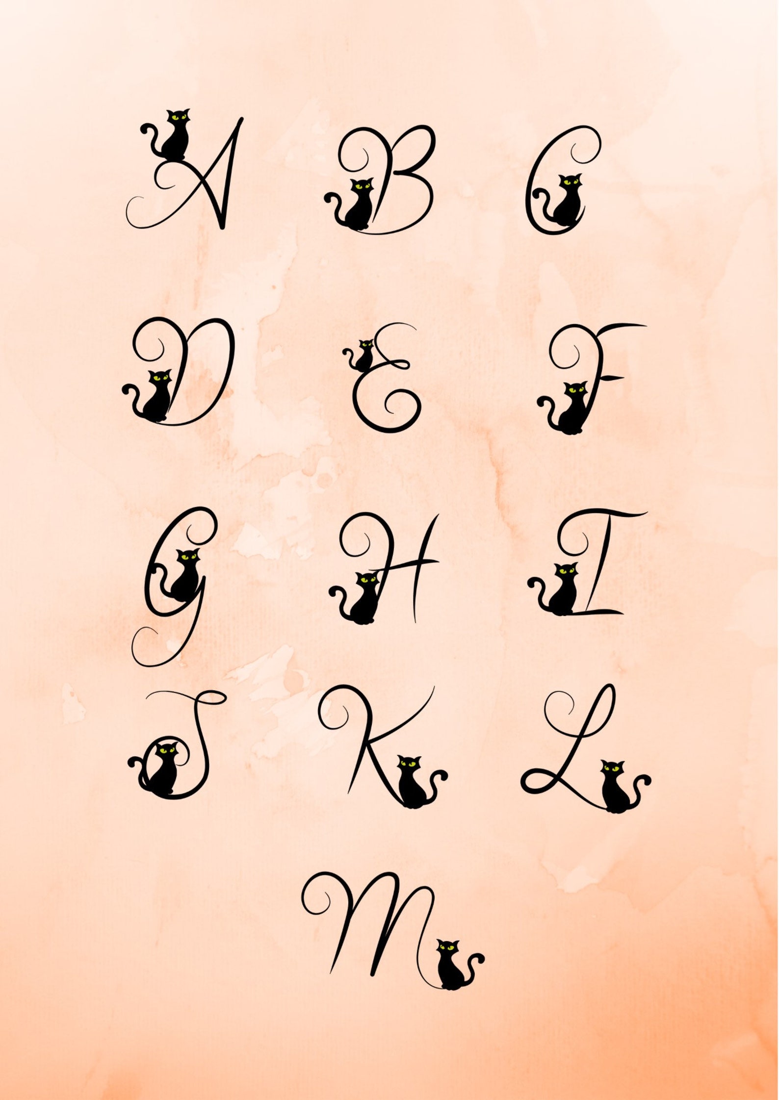 Monogram With Cat Svg Initials With Cat Svg Letters With | Etsy