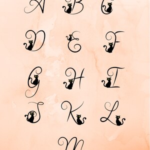 Monogram With Cat Svg, Initials With Cat Svg, Letters With Cat, A to Z ...